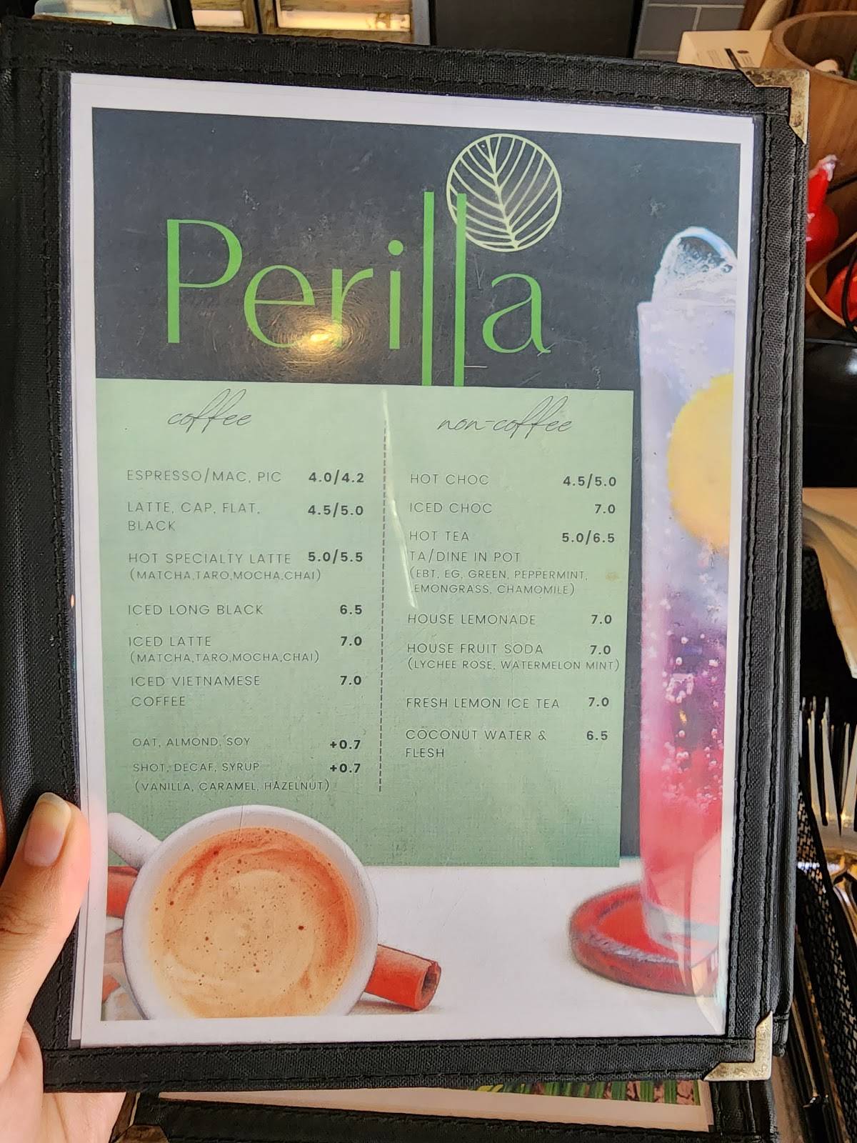 Menu at Perilla restaurant, North Ryde
