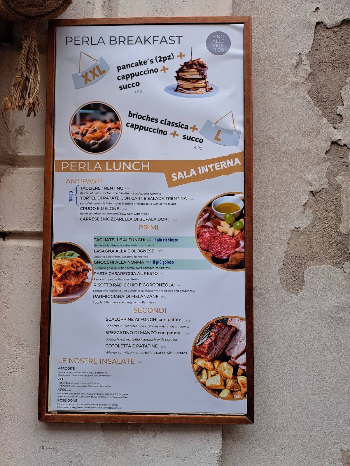 Menu da Perla Bar, Trento