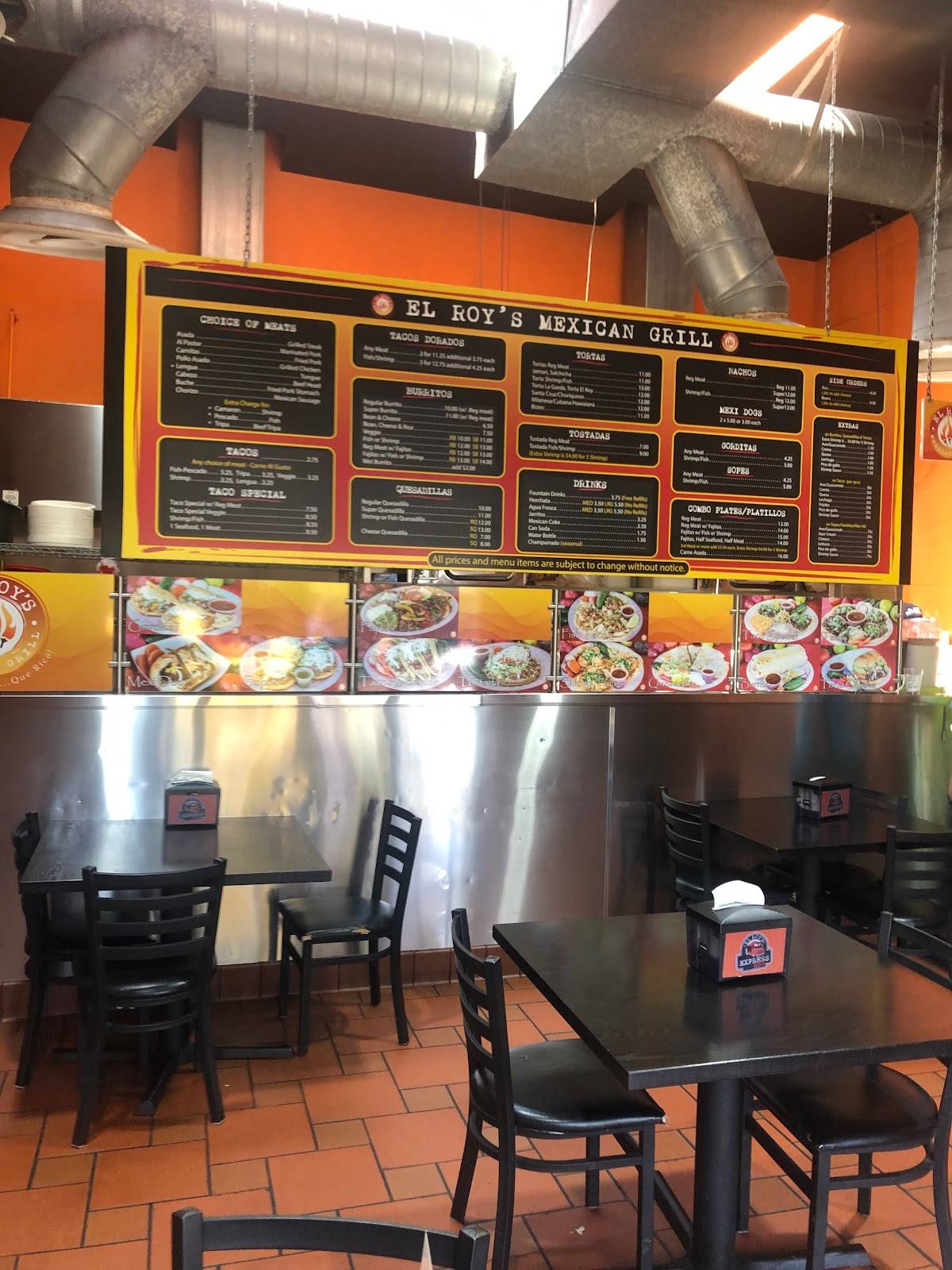 Menu at El Roy's Mexican Grill restaurant, Petaluma, 210 Edith St