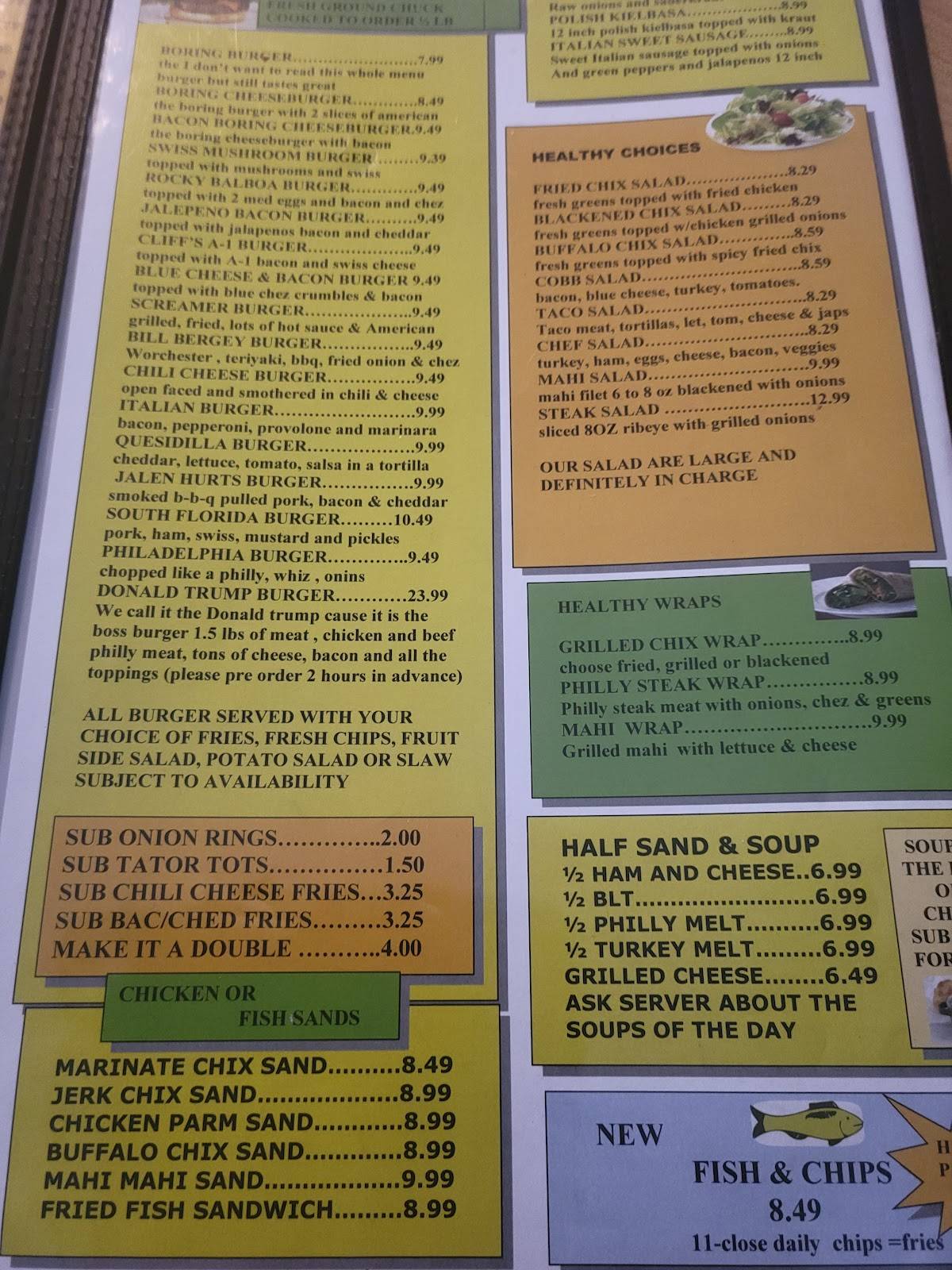 Menu at Philly Diner restaurant, DeLand