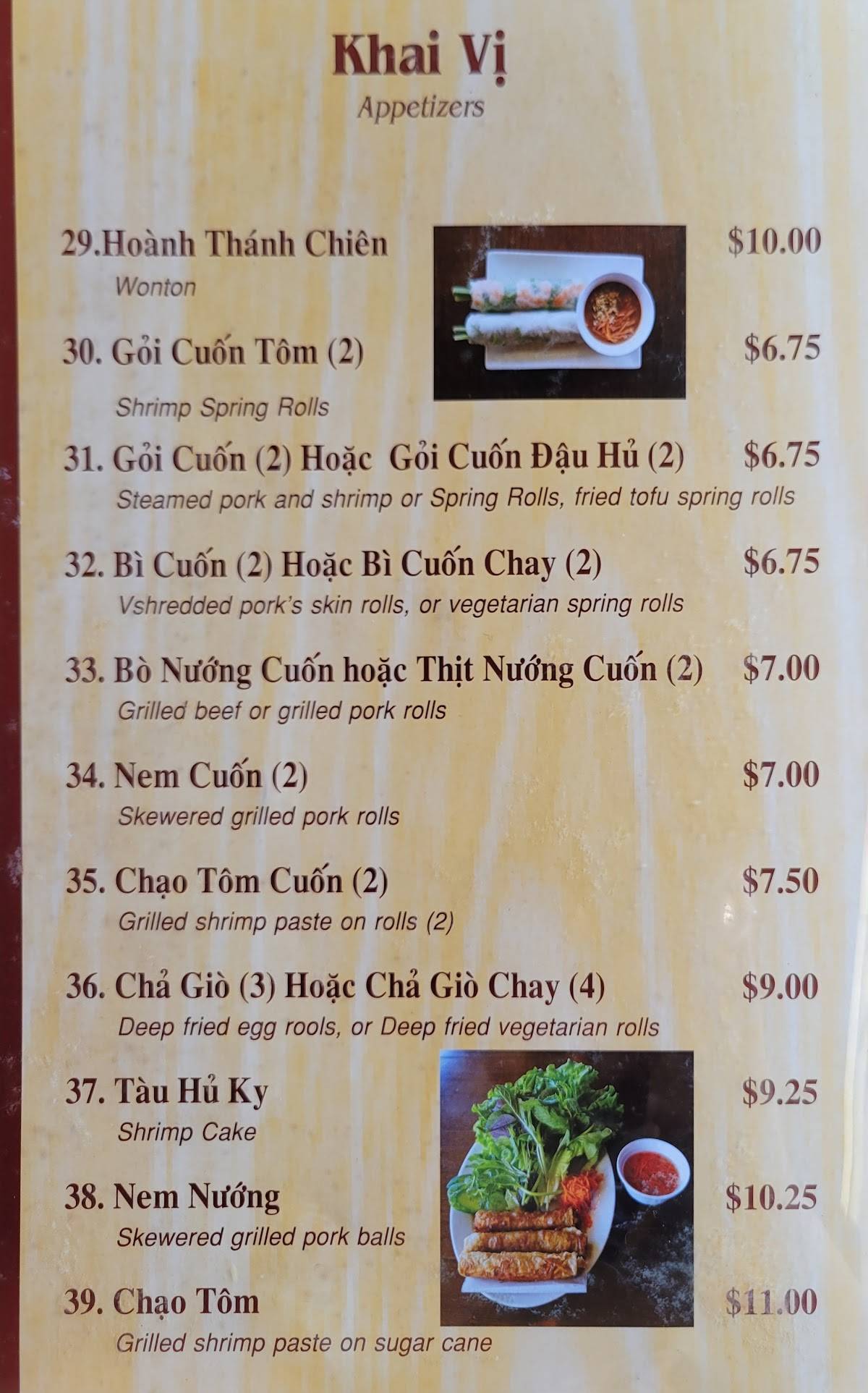 Carta del restaurante Phở Lú, Garden Grove