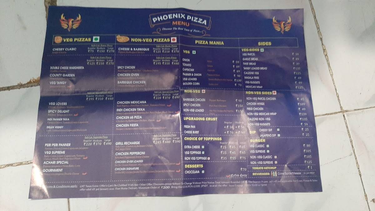 Menu at Phoenix Pizza, Bengaluru