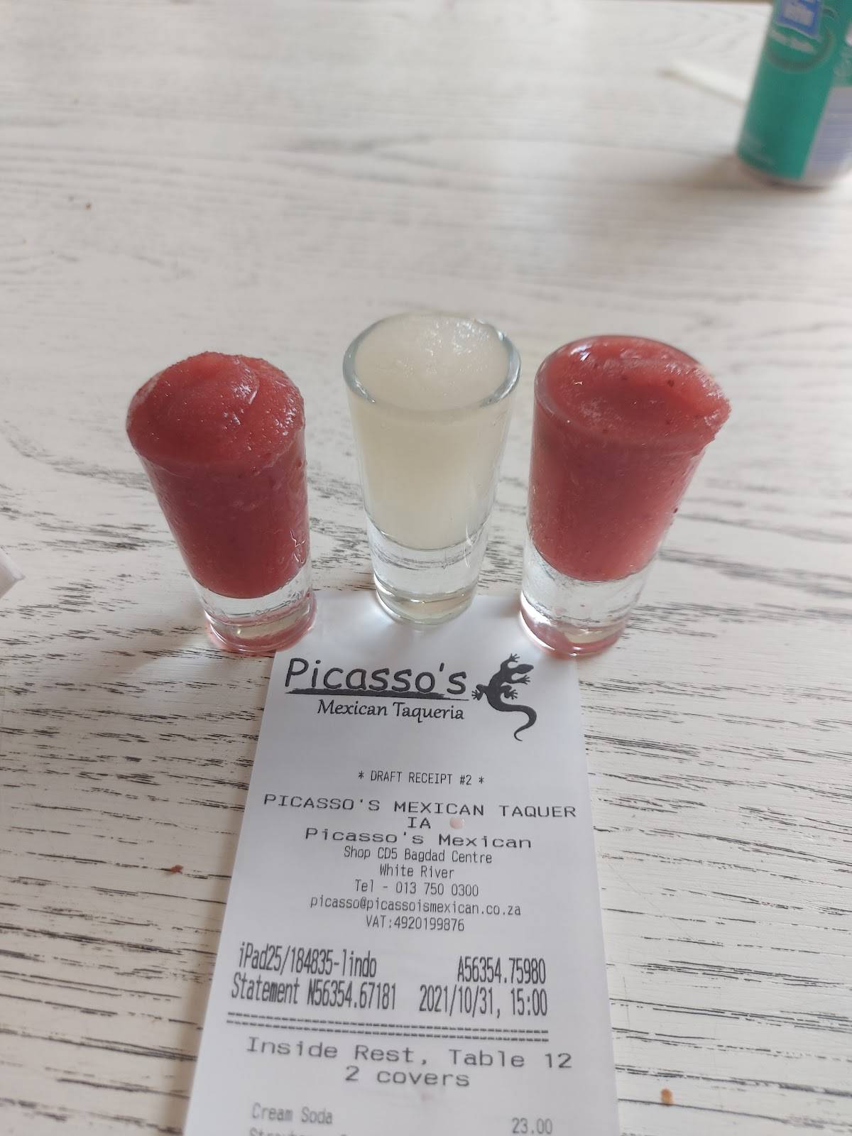 Menu at Picasso's Mexican Taqueria restaurant, White River