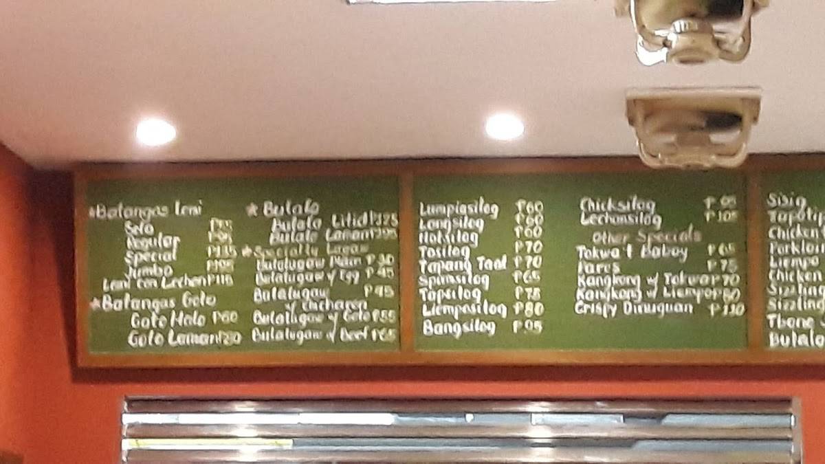 Carta del restaurante Pidong's The Original Batangas Lomi, Goto ...