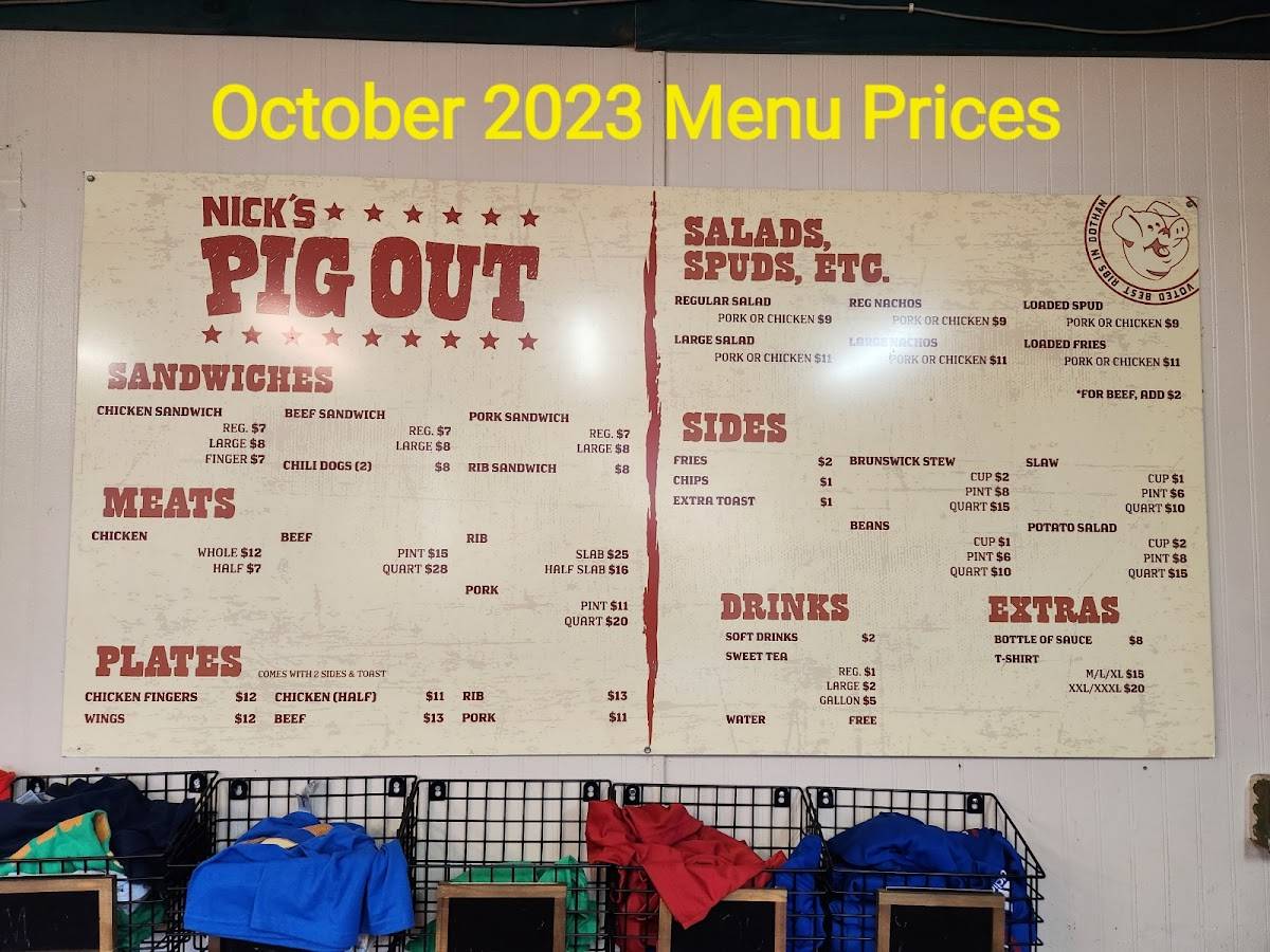 Menu at Pig Out BBQ, Dothan, Reeves St