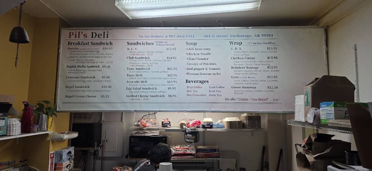 Menu at Pil's Deli restaurant, Anchorage
