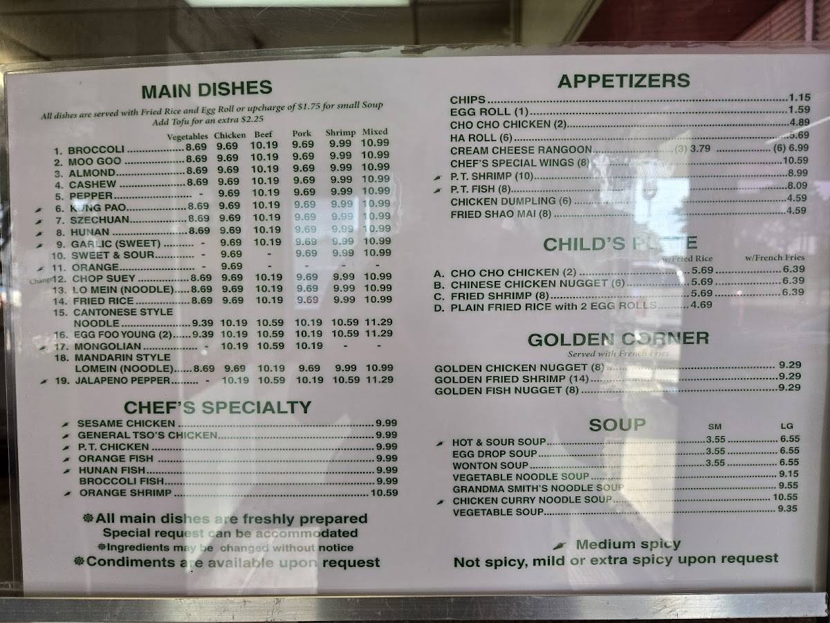 Menu at Pine Tree Garden Chinese restaurant, Balch Springs