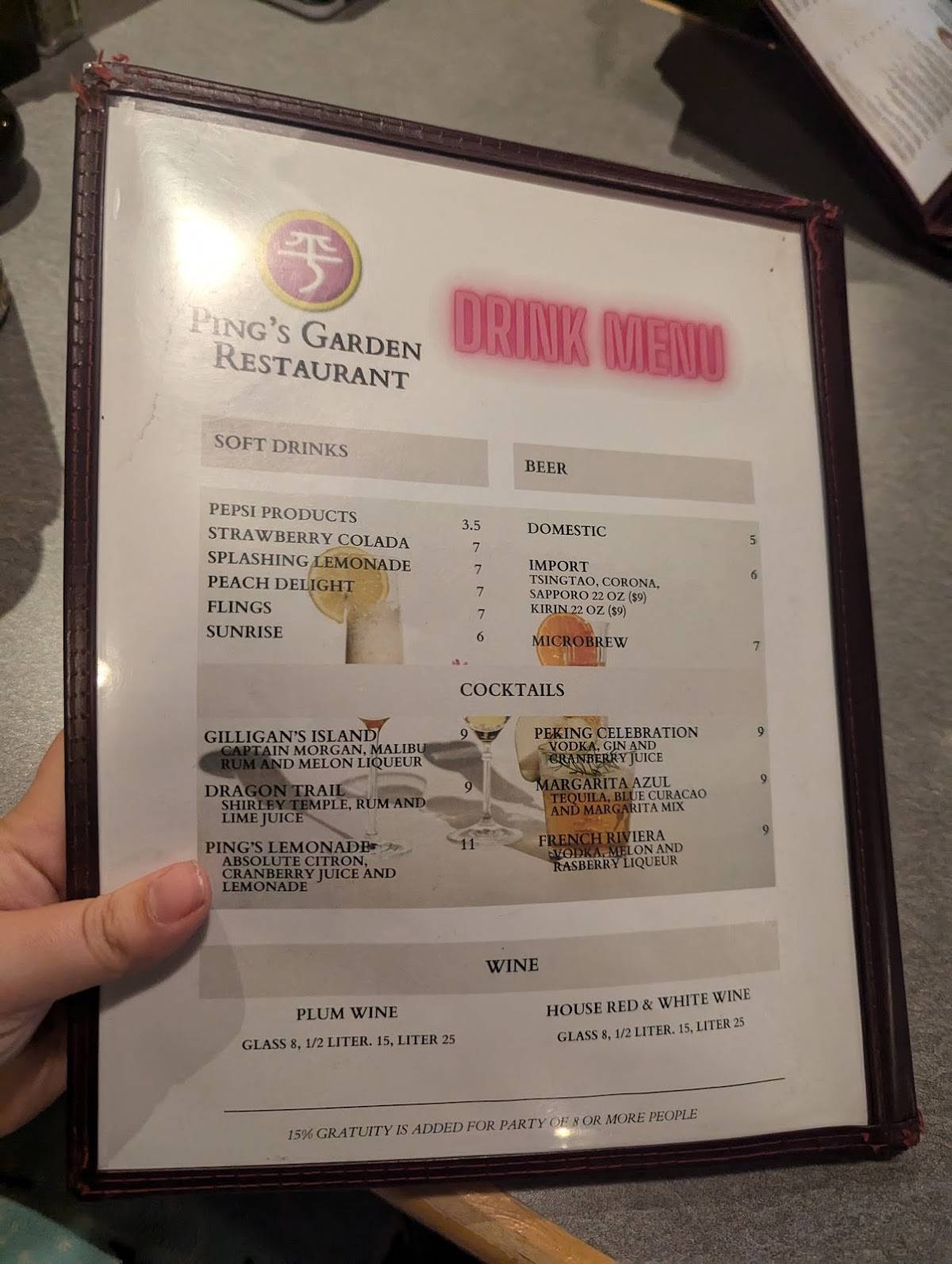 Menu at Ping's Garden Restaurant, Albany