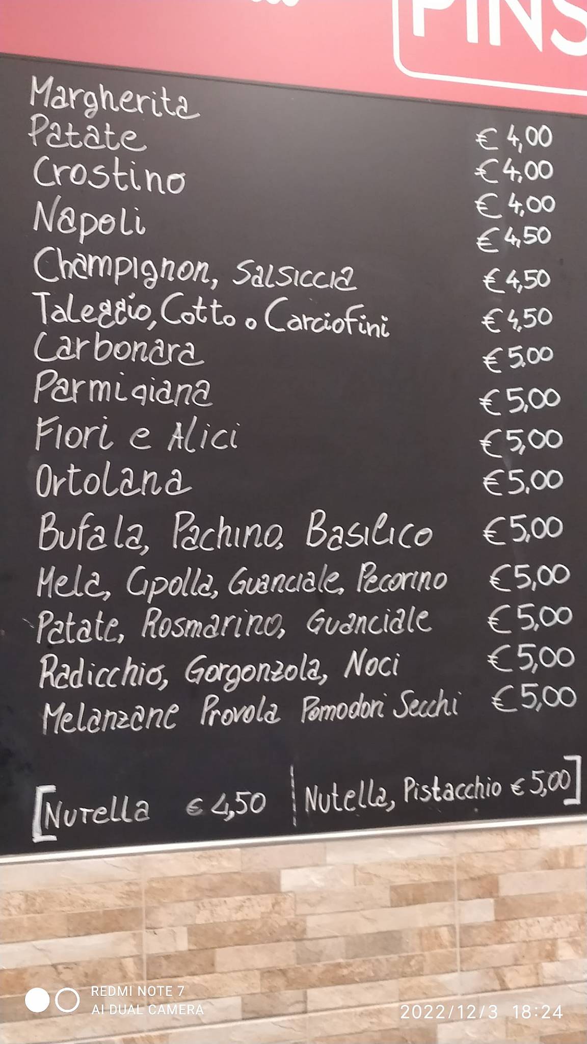 Menu da Pinsum Pinsa Romana pizzeria, Roma