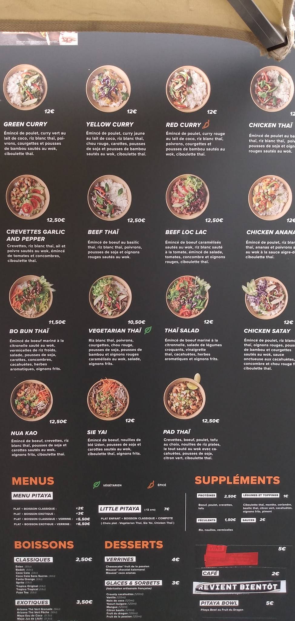 Menu au Pitaya Île De Nantes restaurant, Nantes, 23 Rue Des Carmes