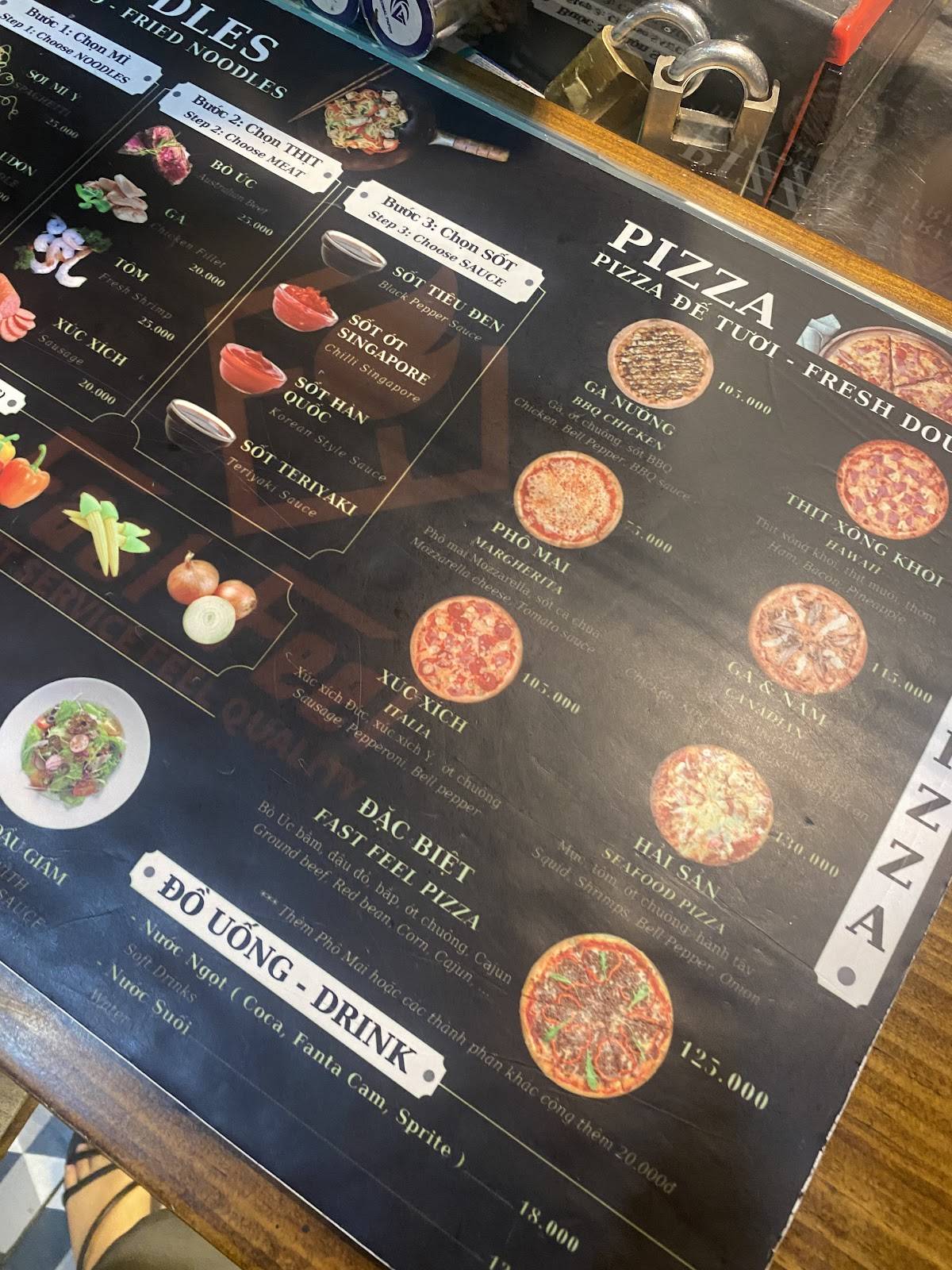 Menu at Pizza Fast Feel restaurant, Ho Chi Minh City