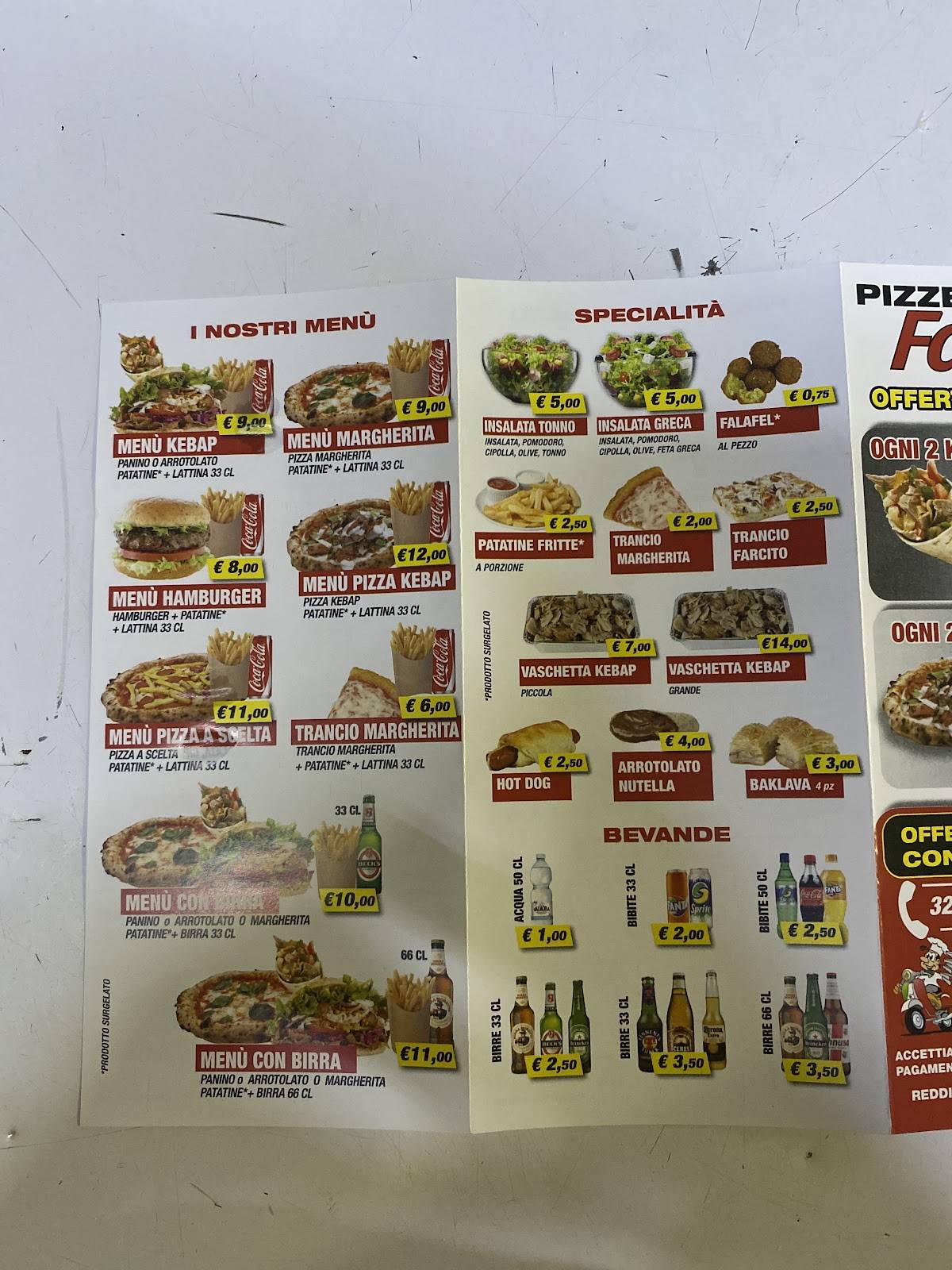 Menu da Pizza Kebab, Torino, Corso Unione Sovietica
