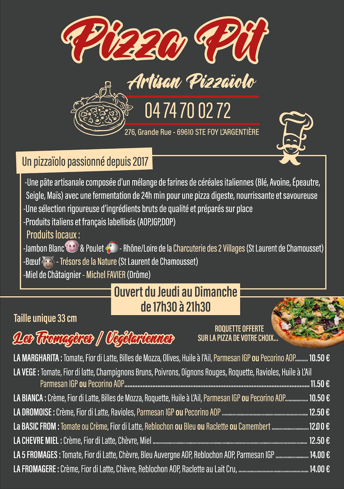 Menu au Pizza Pit restaurant, Sainte-Foy-l'Argentière