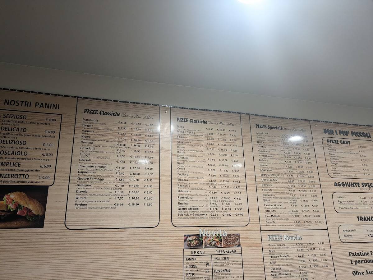 Menu da Pizza Rimi pizzeria, Trento