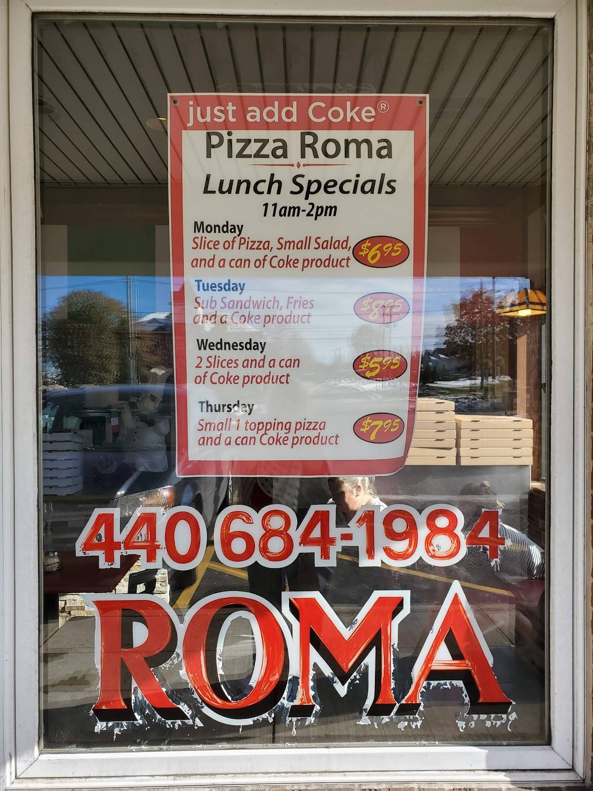 Menu at Pizza Roma pizzeria, Mayfield