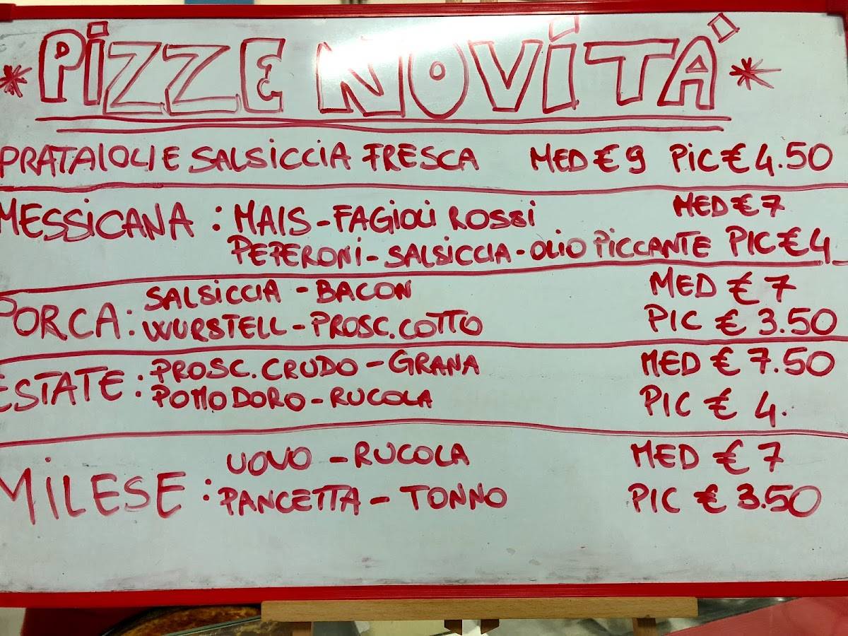 Carta de Pizzeria Da Mario di Piana Maria Pia, Sassari, Via Aldo Cesaraccio