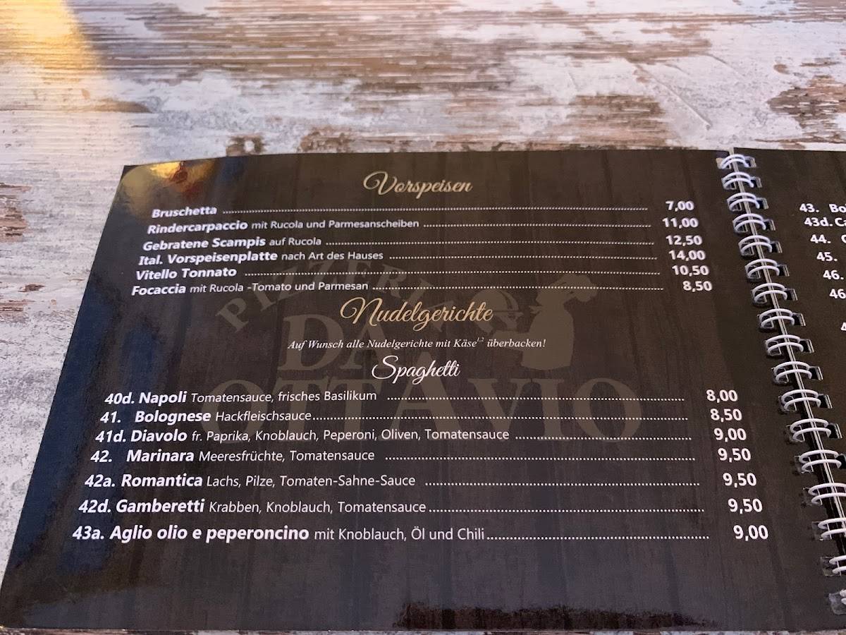 Speisekarte von Pizzeria Da Ottavio, Duisburg