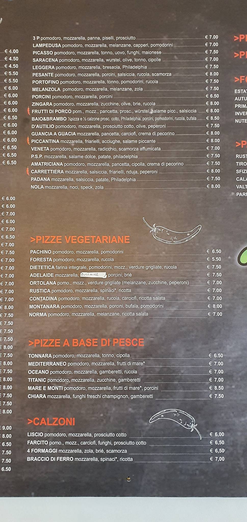 Menu da Pizzeria Il Peperoncino, Bernareggio