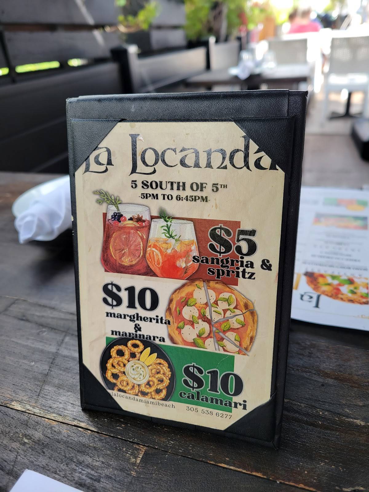 Menu at La Locanda pizzeria, Miami Beach, 419 Washington Ave