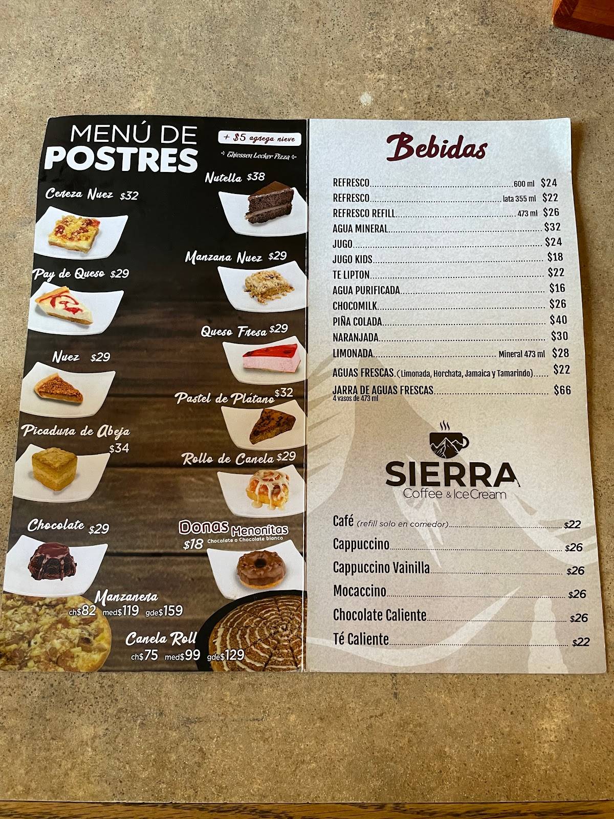 Carta de Pizzeria La Sierra, Colonia Vianna, Campo 101