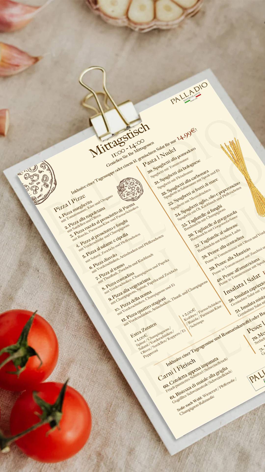 Speisekarte von Pizzeria Palladio, Essen
