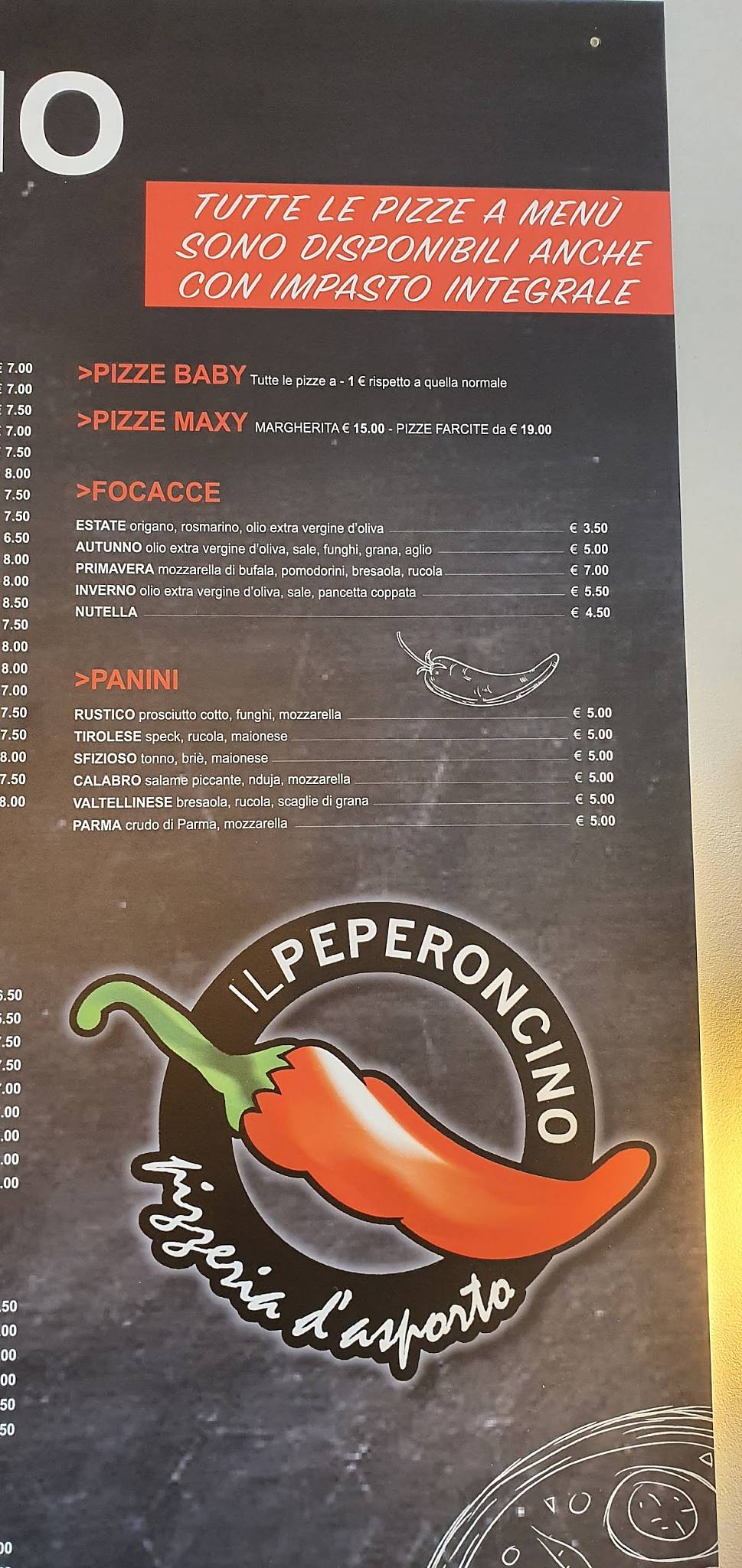Menu da Pizzeria Il Peperoncino, Bernareggio