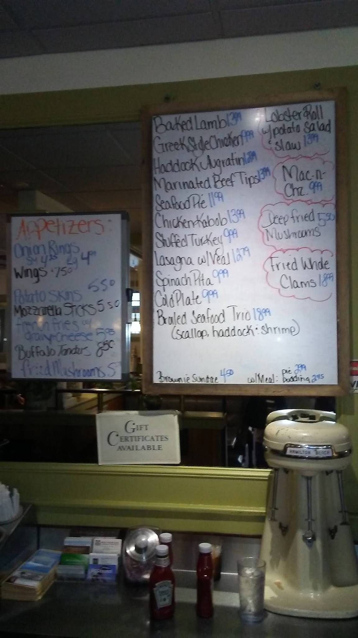Menu at Roland's Restaurant, Nashua