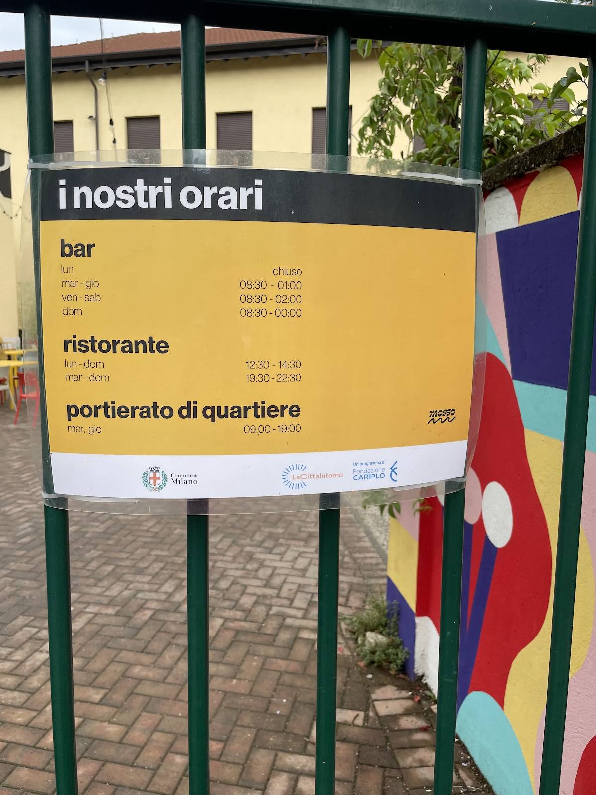 Speisekarte von mosso pizza, Mailand