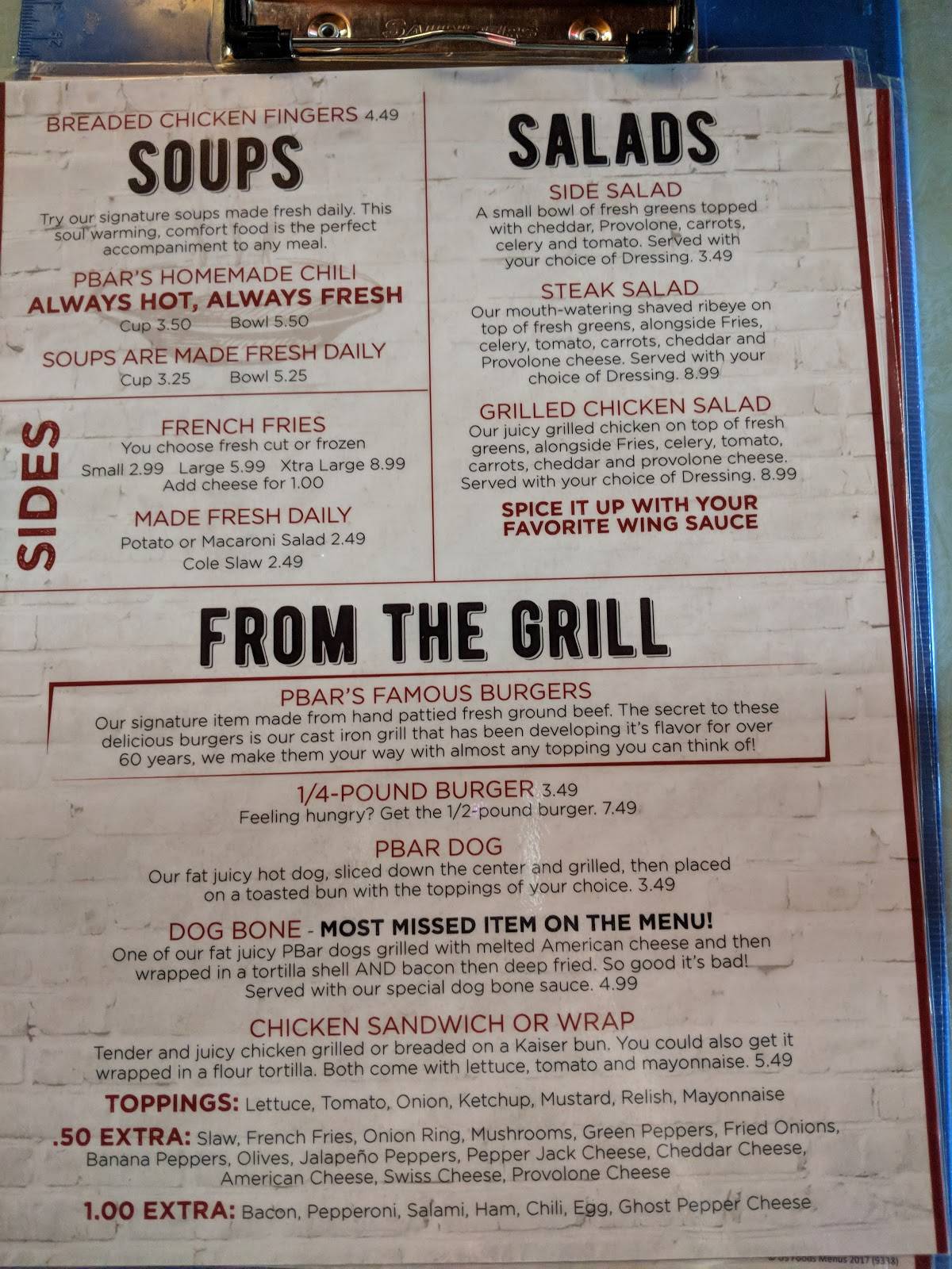 Menu at Pleasant Bar, Pleasant Hills