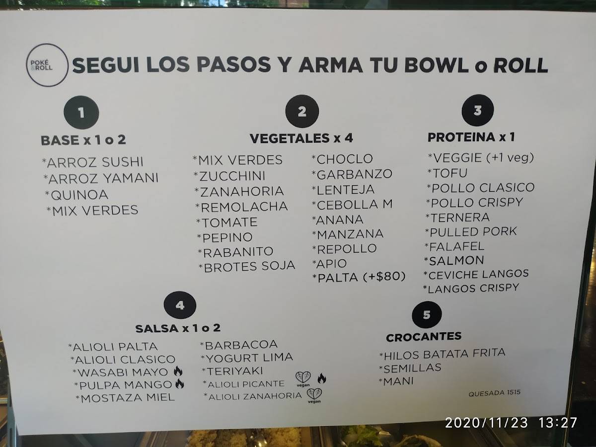 Menu at Poké & Roll Beach House restaurant, Buenos Aires