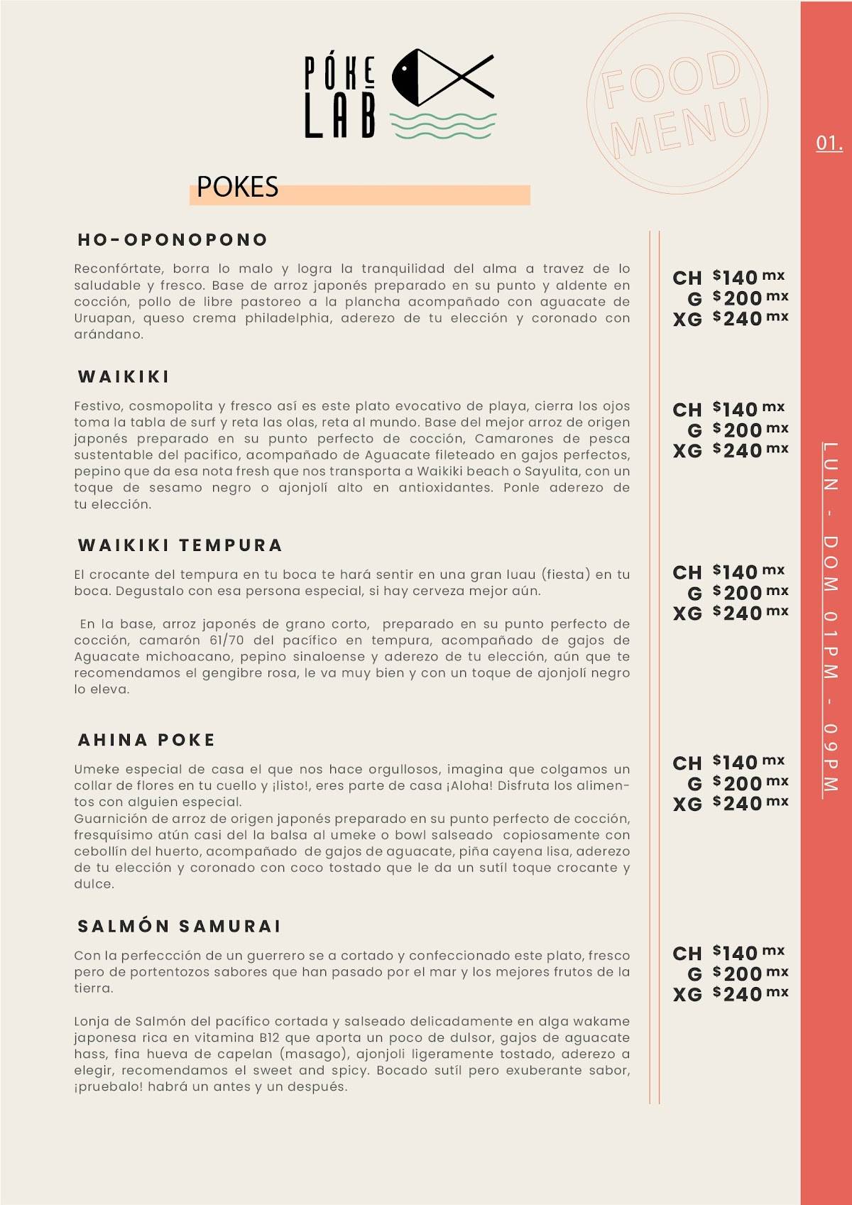 Menu at Poke lab pub & bar, Guadalajara