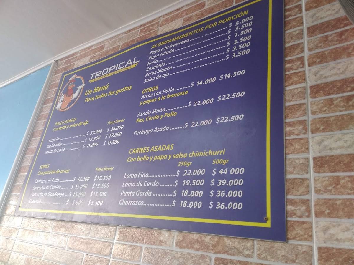 Carta del restaurante Pollo tropical, Cartagena, Cl. 32 #8A-29