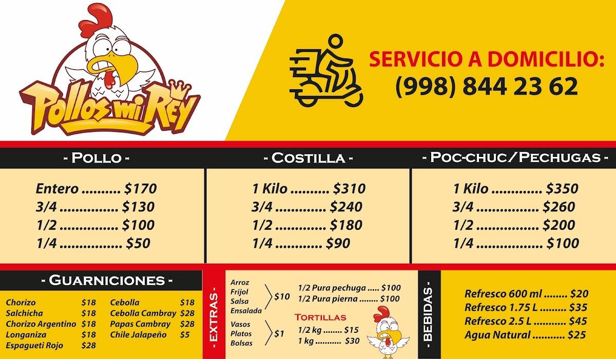 Menu at Pollos mi Rey restaurant, Cancún, Región 95 Manzana 28 Lote 5 ...