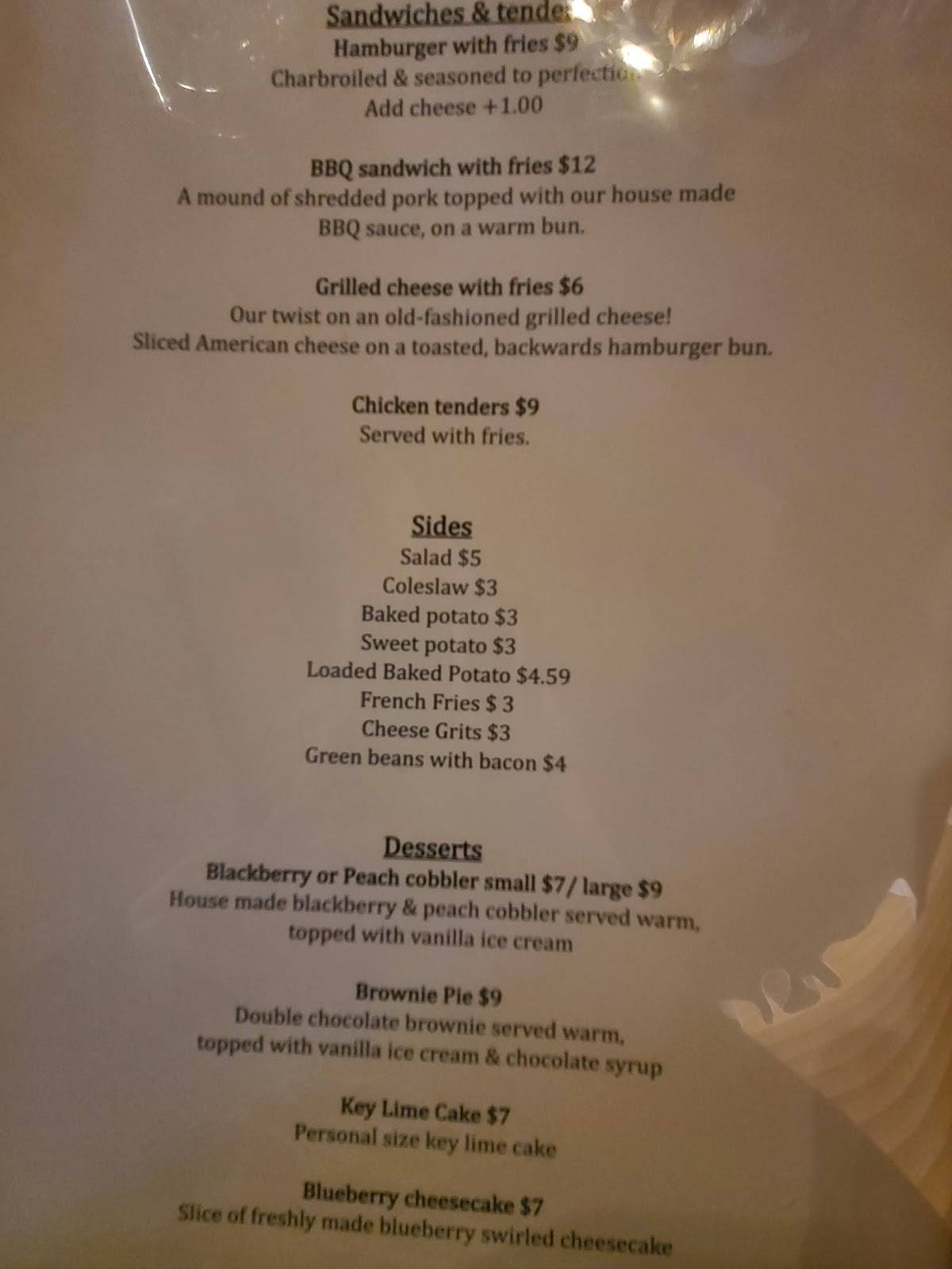 Menu at Pond House Restaurant, USA, 249 Bethany Church Rd
