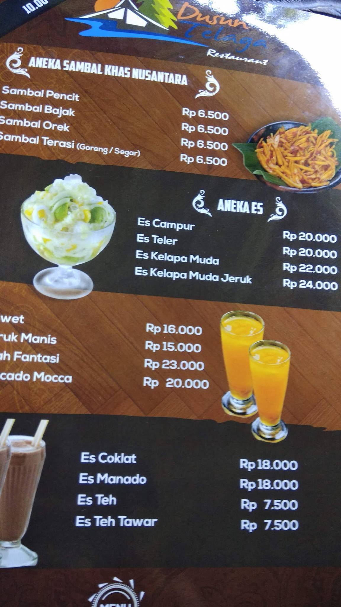 Menu at Pondok Desa Kampung Telaga restaurant, Kepuharjo, 3JW5+GXV