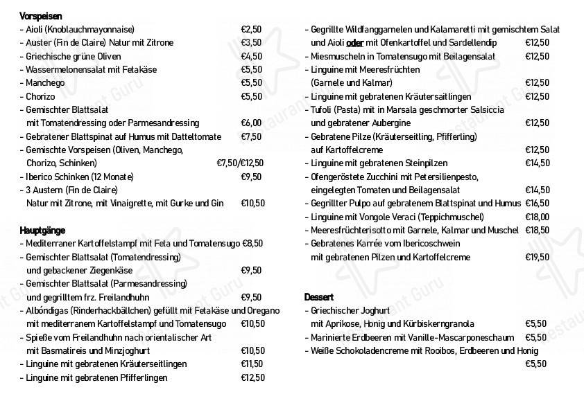Speisekarte von Restaurant Ponte, Frankfurt am Main