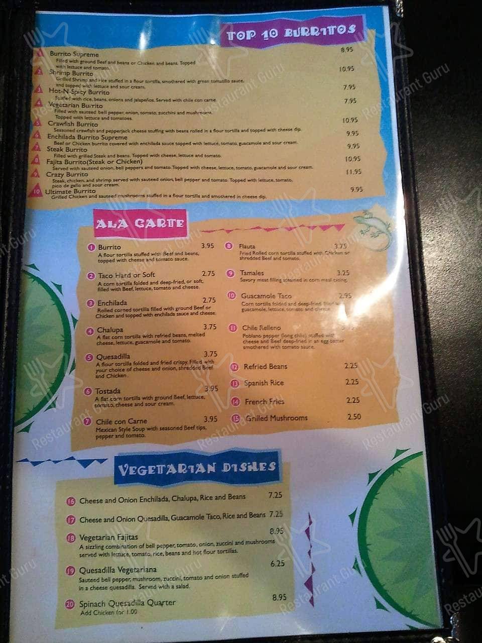 Menu at Poor Mexican restaurant, Spanish Fort, AL-181 #134