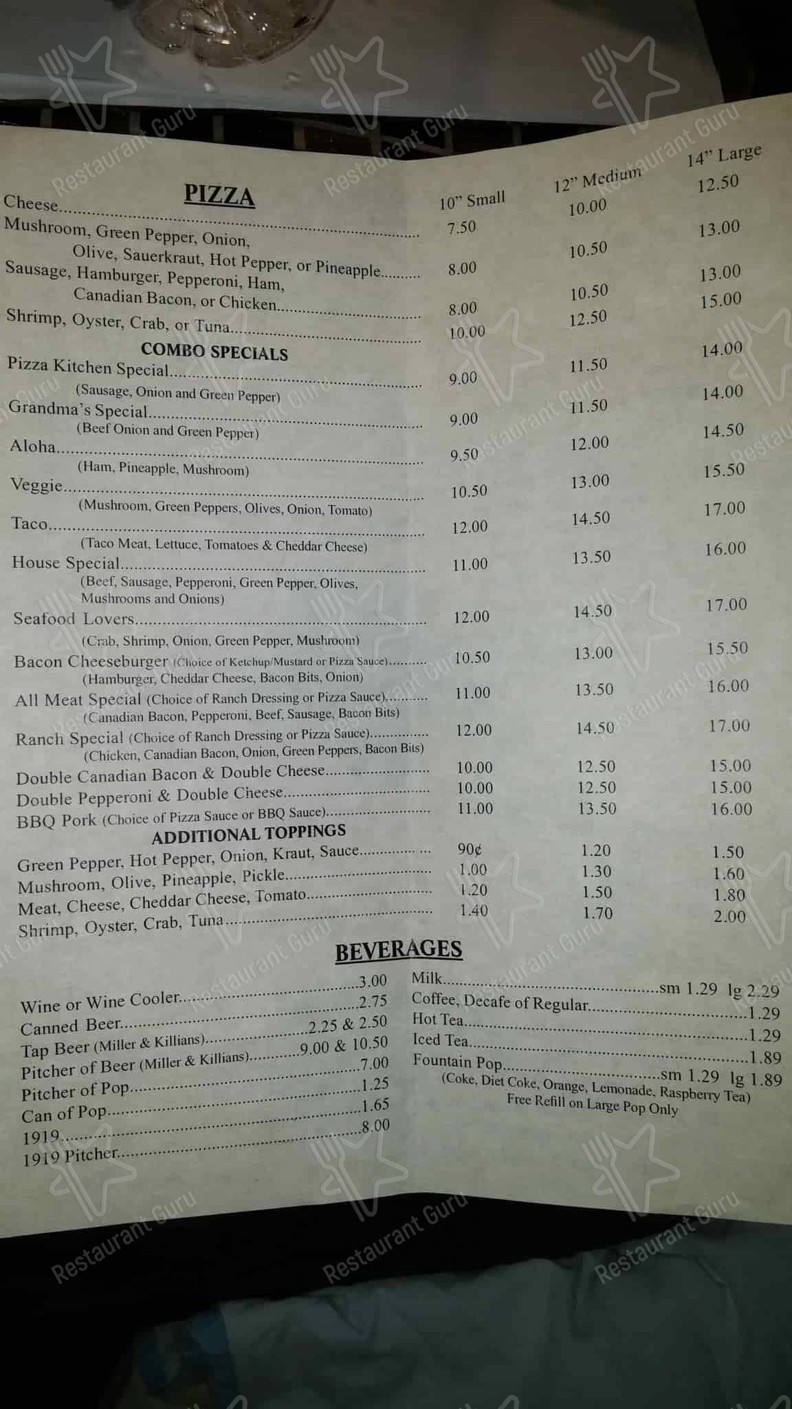 Menu at Poor Richard's Restaurant, New Hampton