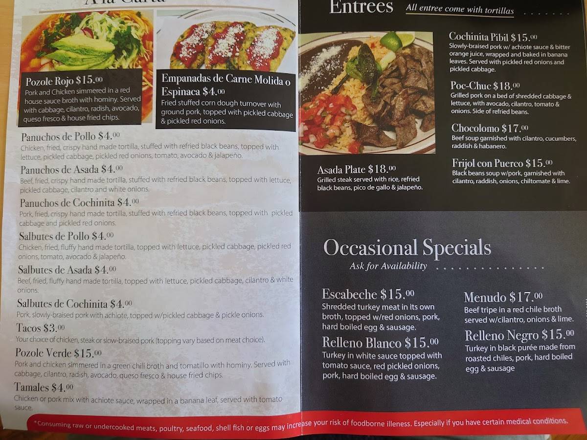Menu at Ki’ikibáa restaurant, Portland