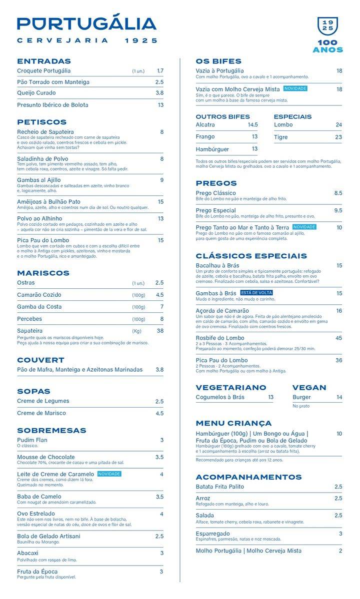 Menu em Portugália Cervejaria Belém restaurante, Lisboa, Edifício ...