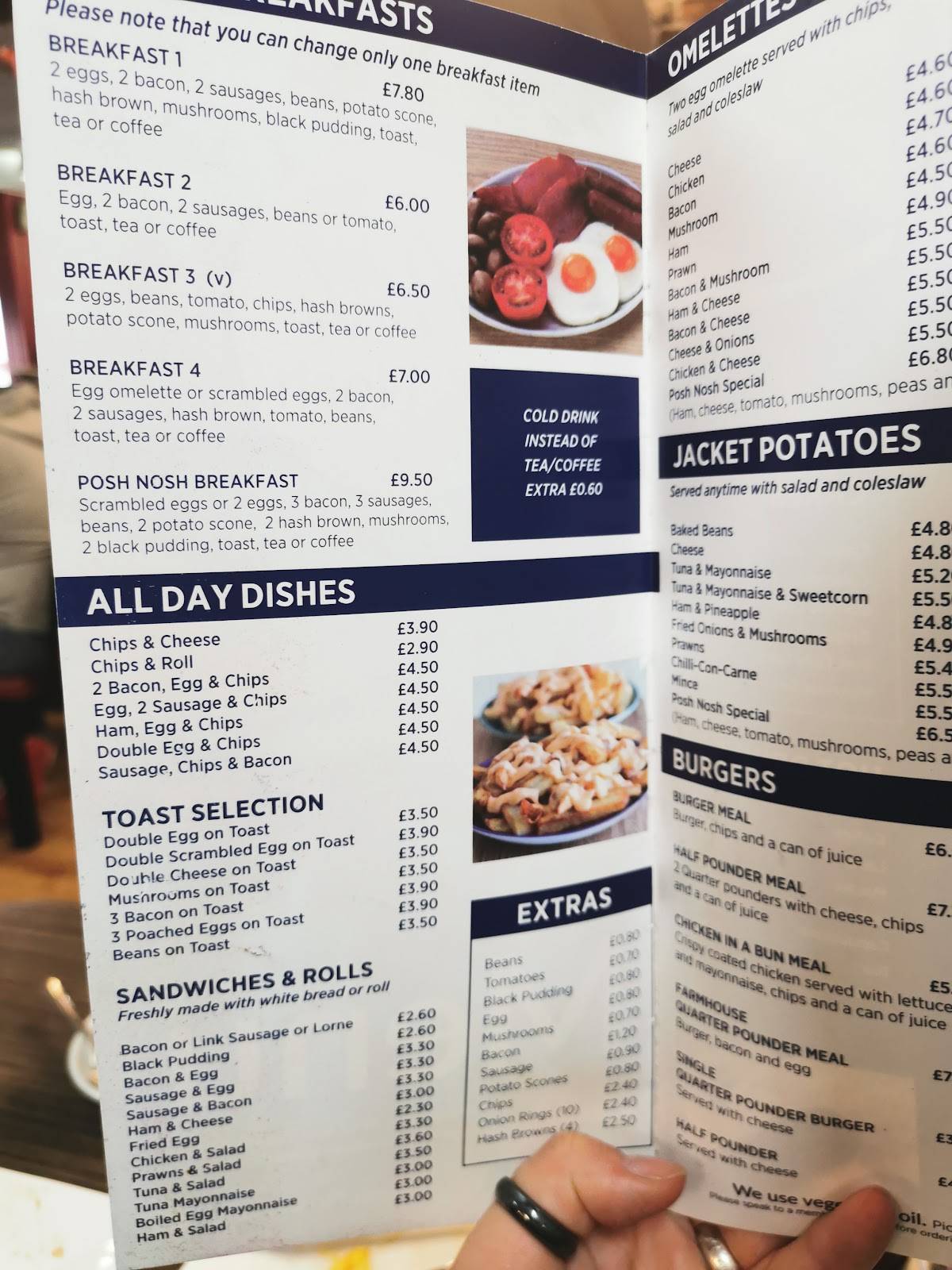 Menu at Posh-Nosh cafe, Dundee