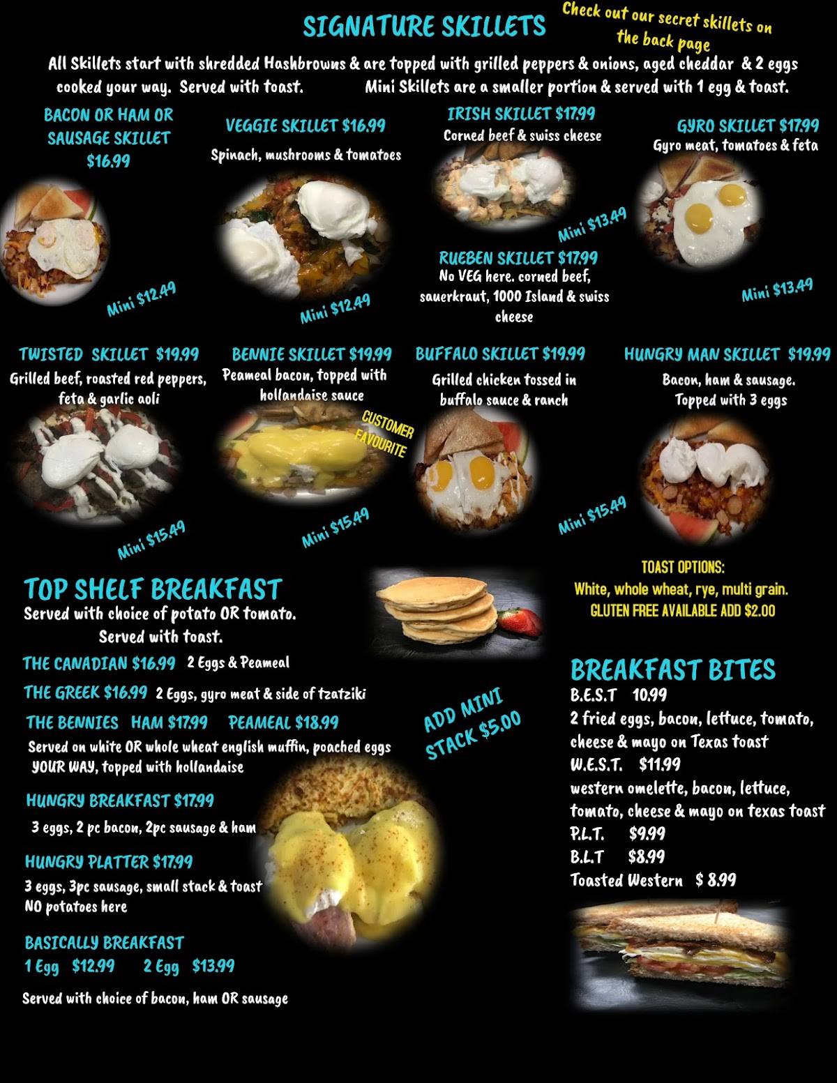 Menu at Potka's Kitchen restaurant, Tecumseh