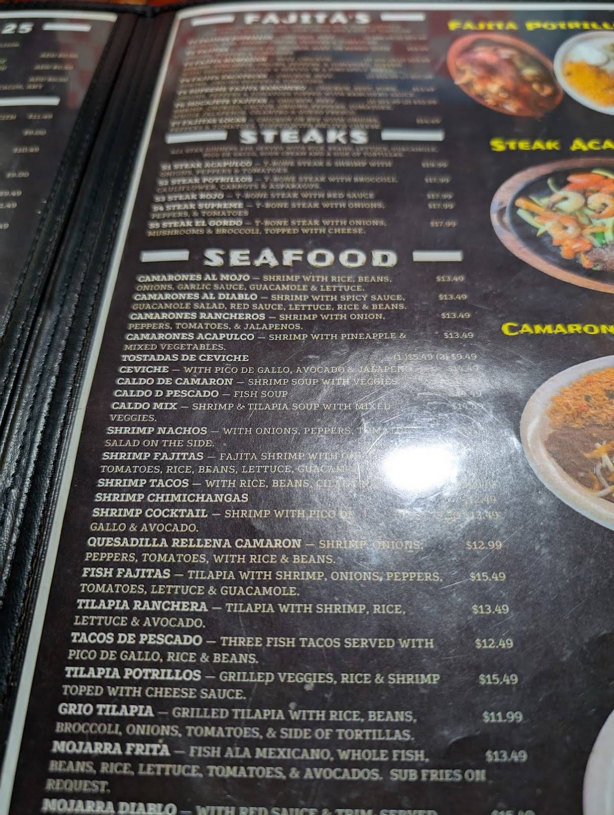 Menu at Potrillos Mexican Restaurant, Ada