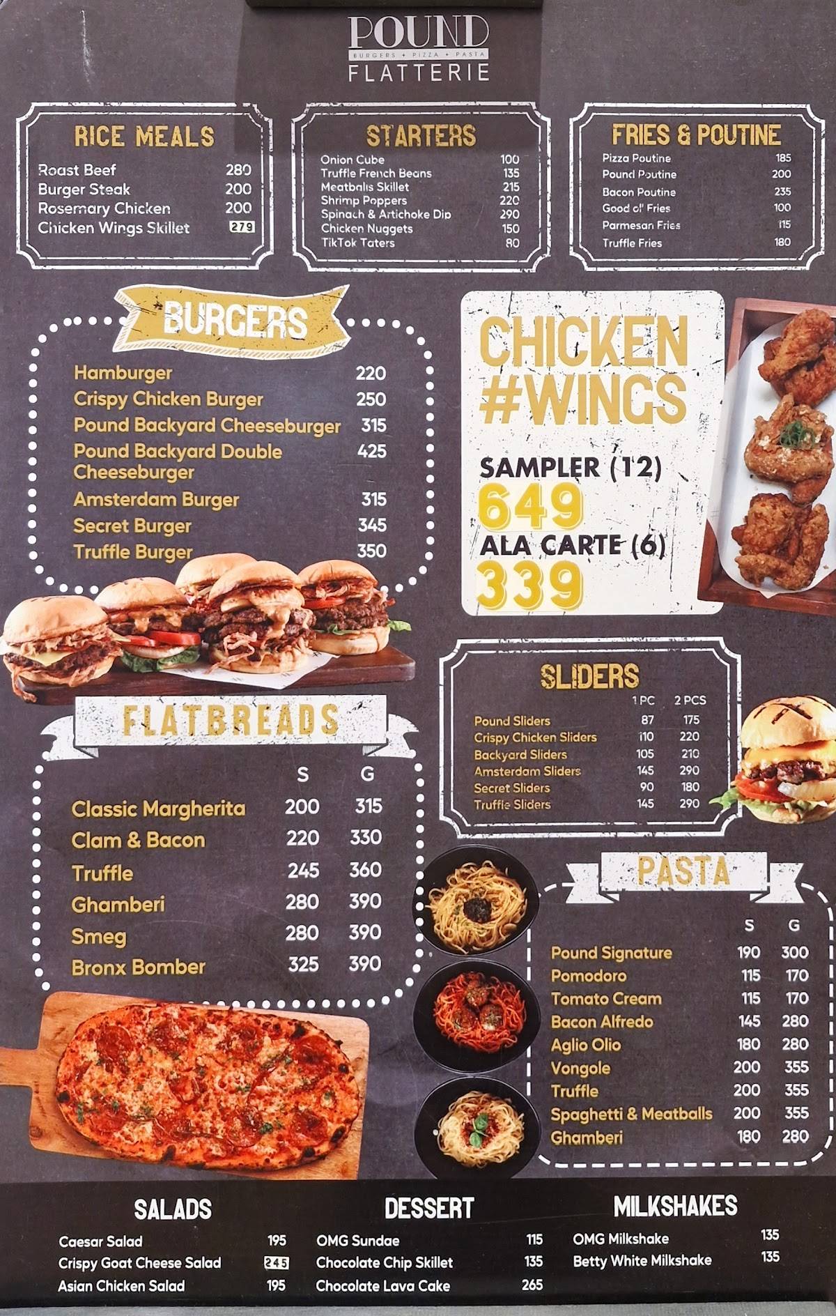 Menu at Pound x Flatterie Ayala Malls Manila Bay restaurant, Parañaque