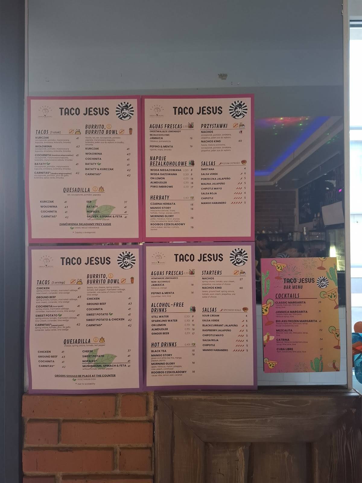 Menu at Taco Jesus Mexican Restaurant, Poznań