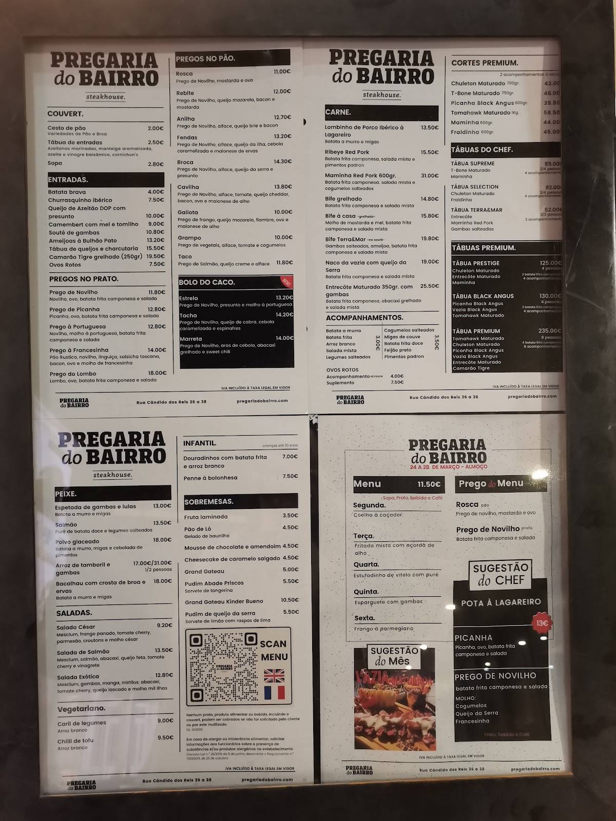 Menu at Pregaria do Bairro restaurant, Figueira da Foz