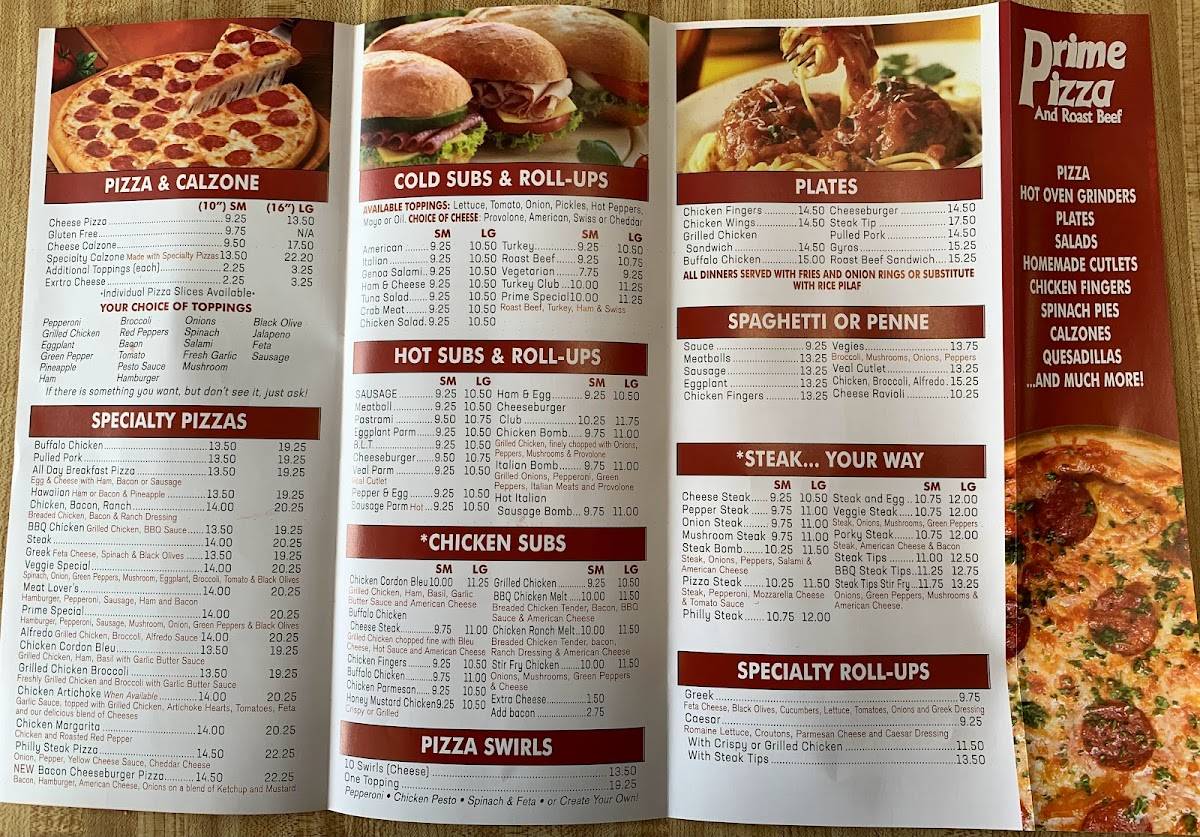 Menu at Prime Pizza and Roast Beef Blue House pizzeria, Hampstead