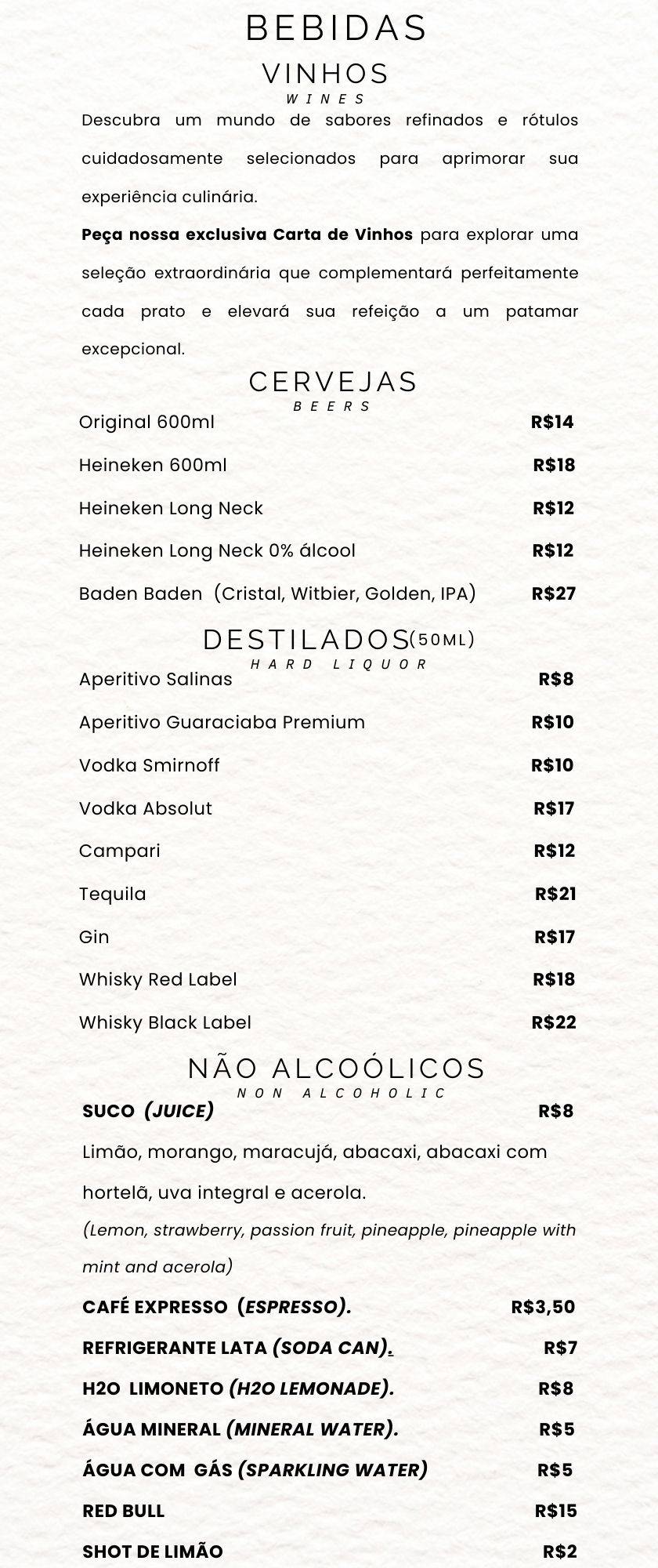 Menu em Primitivo Restaurante, Viçosa