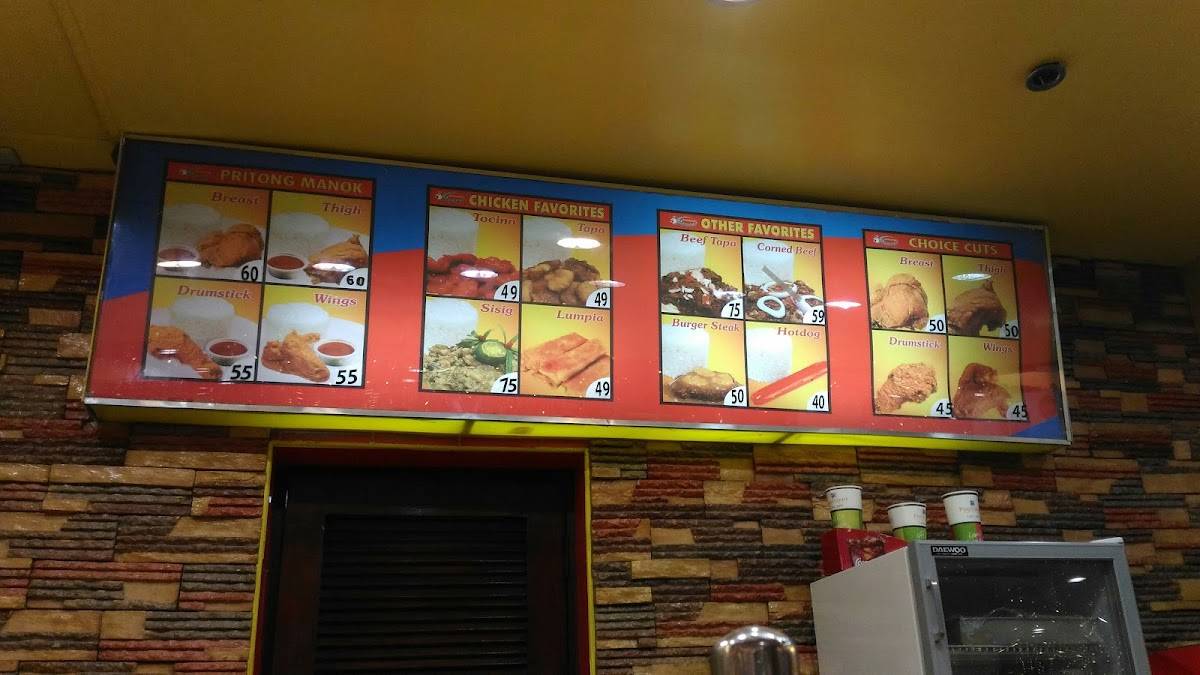 Menu at Pritong Manok restaurant, Davao City, Food Court