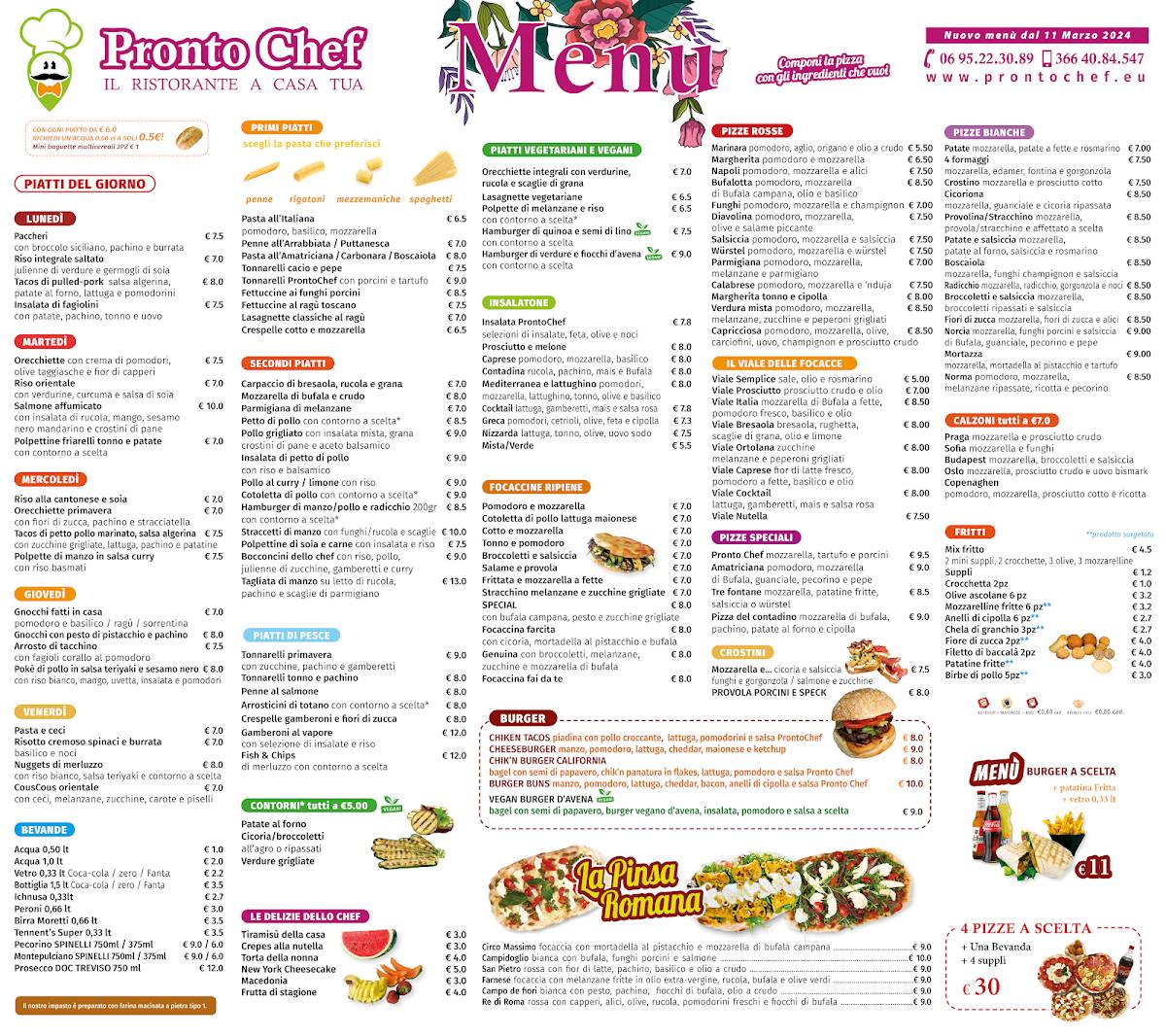 Menu da Pronto Chef pizzeria, Roma